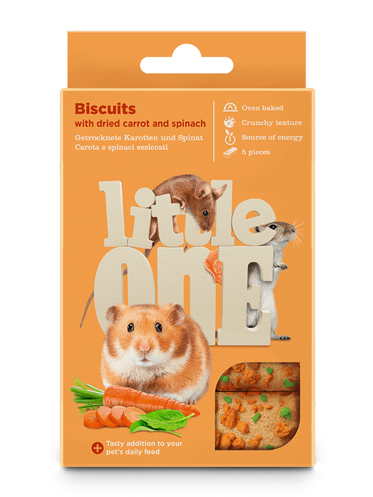 Лакомство Литтл Ван Бисквиты для мелких грызунов с морковью и шпинатом, 5х7 г