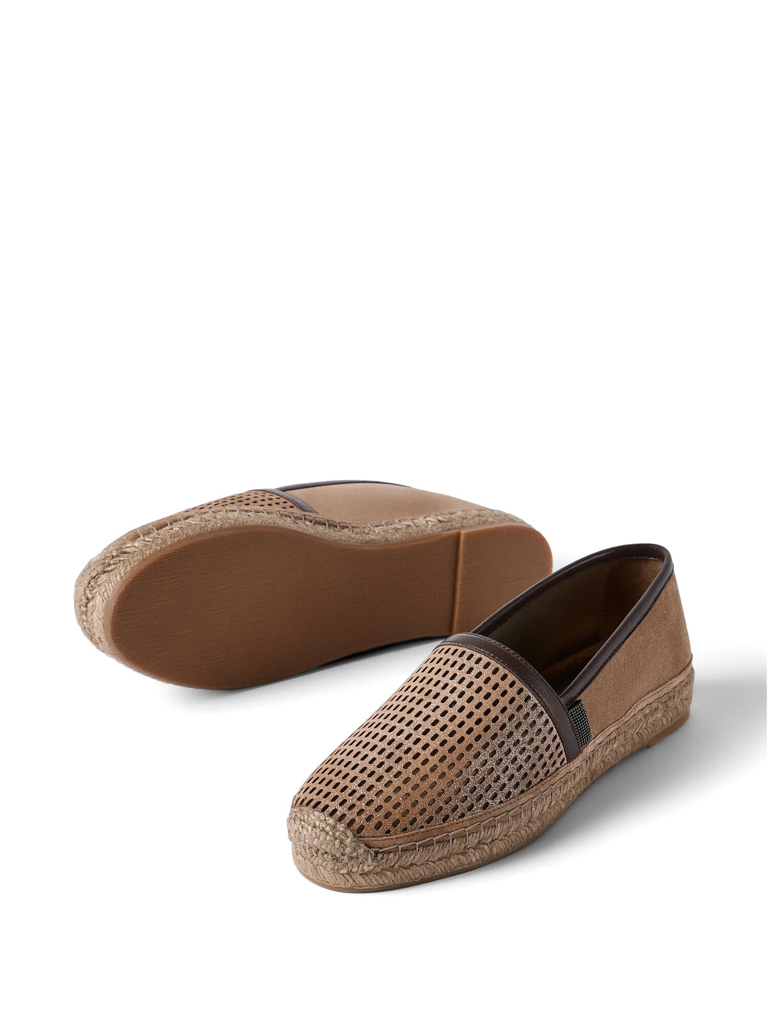 Эспадрильи BRUNELLO CUCINELLI Perforated leather espadrilles, размер 39, коричневый — фото 1