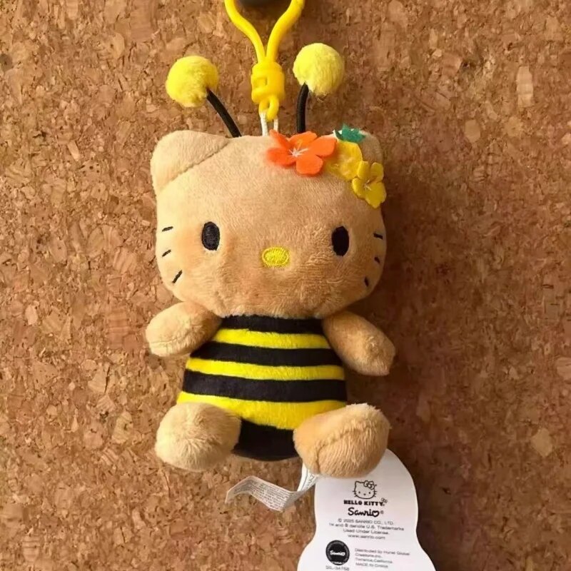 Новый 10 см DarkSkin Hello Kitty Bee плюшевая игрушка кулон kawaii Little Bee Kitty Sanrio брелок в гавайском стиле мягкие аксессуары