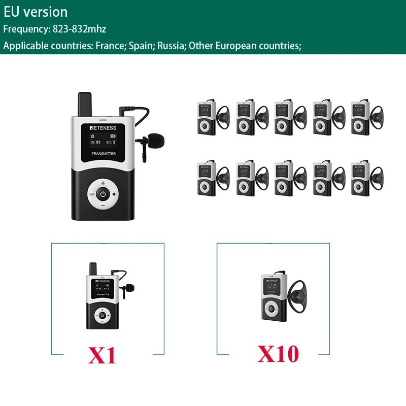 RETEKESS T130U EU, система экскурсионного сопровождения, 10 шт.