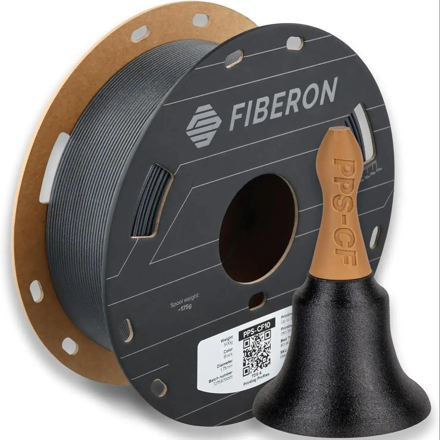 Polymaker Fiberon PPS-CF10 filament черный 1.75 мм 0.5 кг