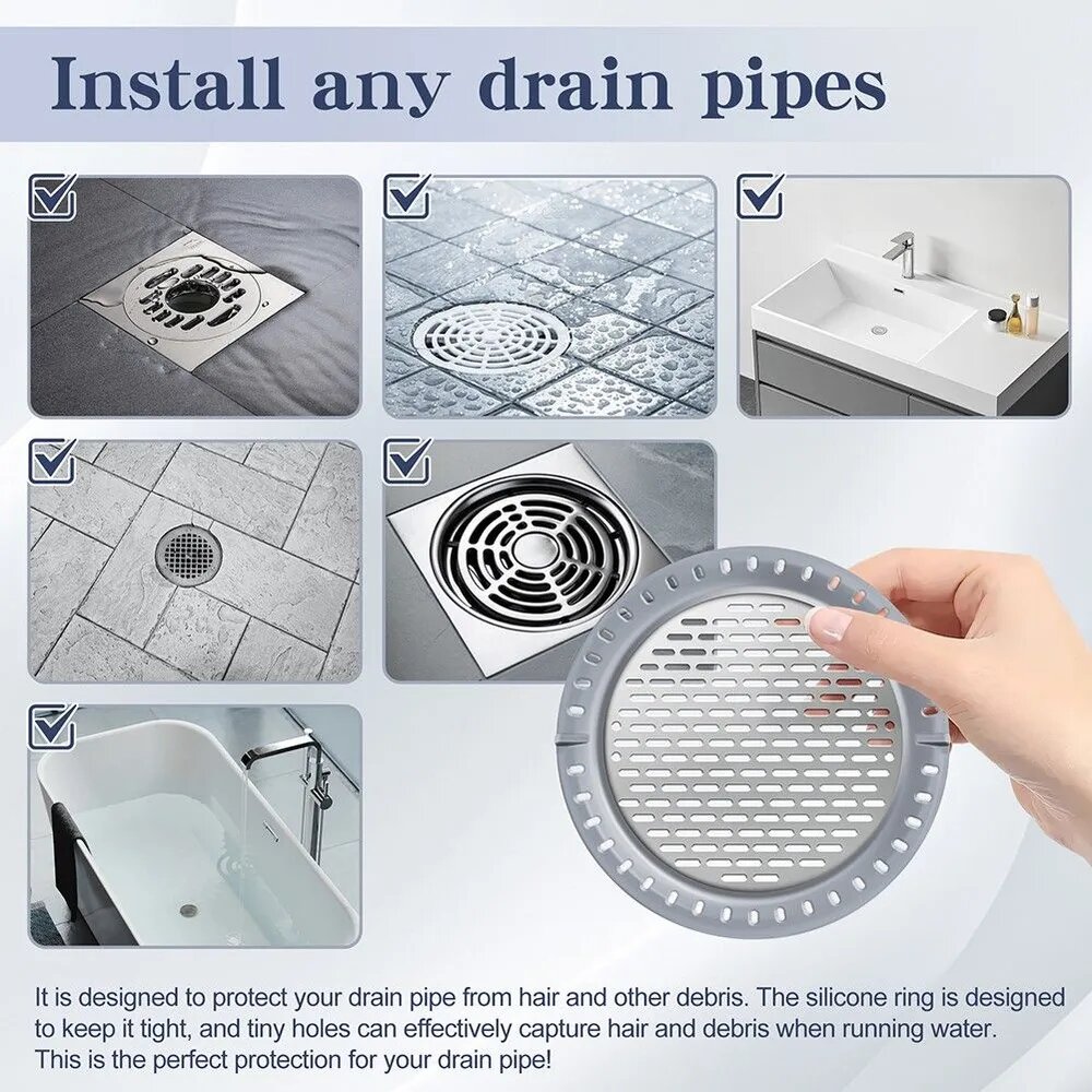 Сливная крышка для душа из нержавеющей стали 2ШТ 304: Улавливатель волос с не засоряющейся конструкцией