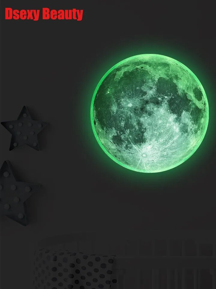 Наклейка на стену в комнату Светящаяся планета Луна