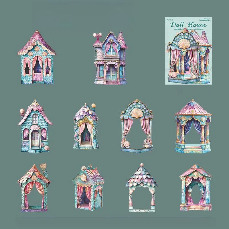 Набор наклеек, mr. paper, Тематический кукольный домик в стиле ретро, 10 листов/пакет, может украсить чехол для мобильного телефона, альбом для вырезок, фотоальбом, открытку