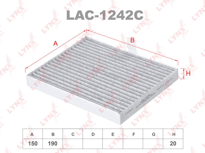Фильтр салонный угольный LYNXauto LAC-1242C для GREAT WALL Hover H3/H5 09>