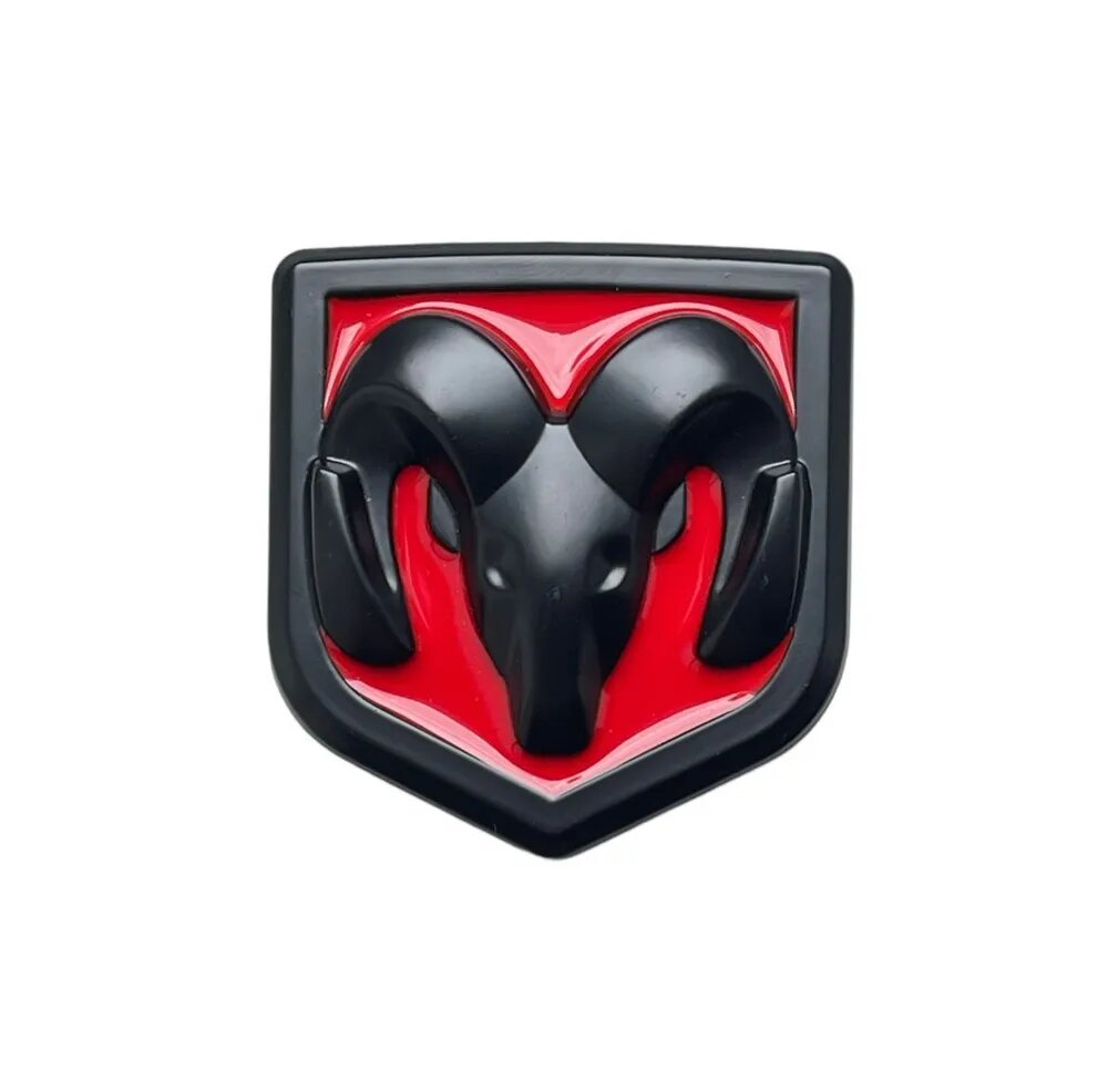 Эмблема Dodge для автомобиля на капот/багажник, металлическая, черно-красная, 65x61мм