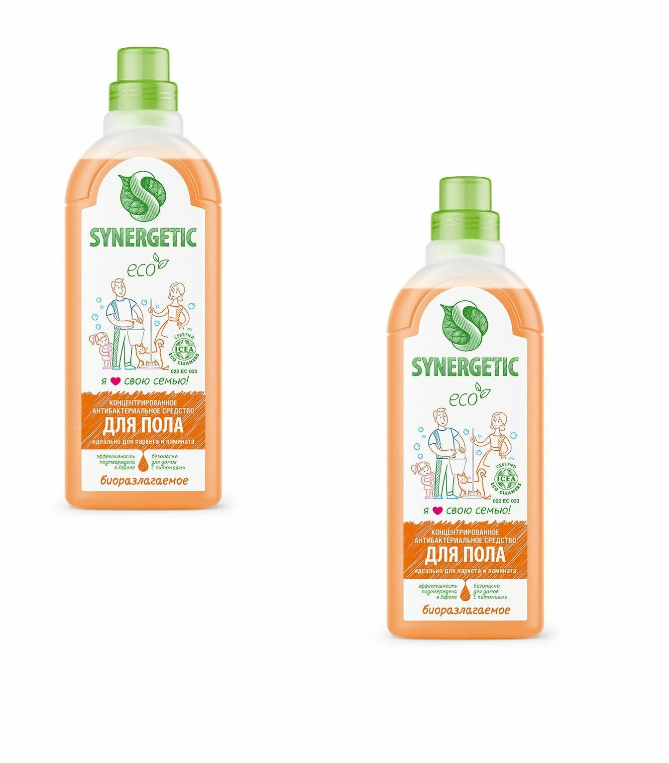 Средство Synergetic универсальное моющее для пола, стен, поверхностей 1л 2шт
