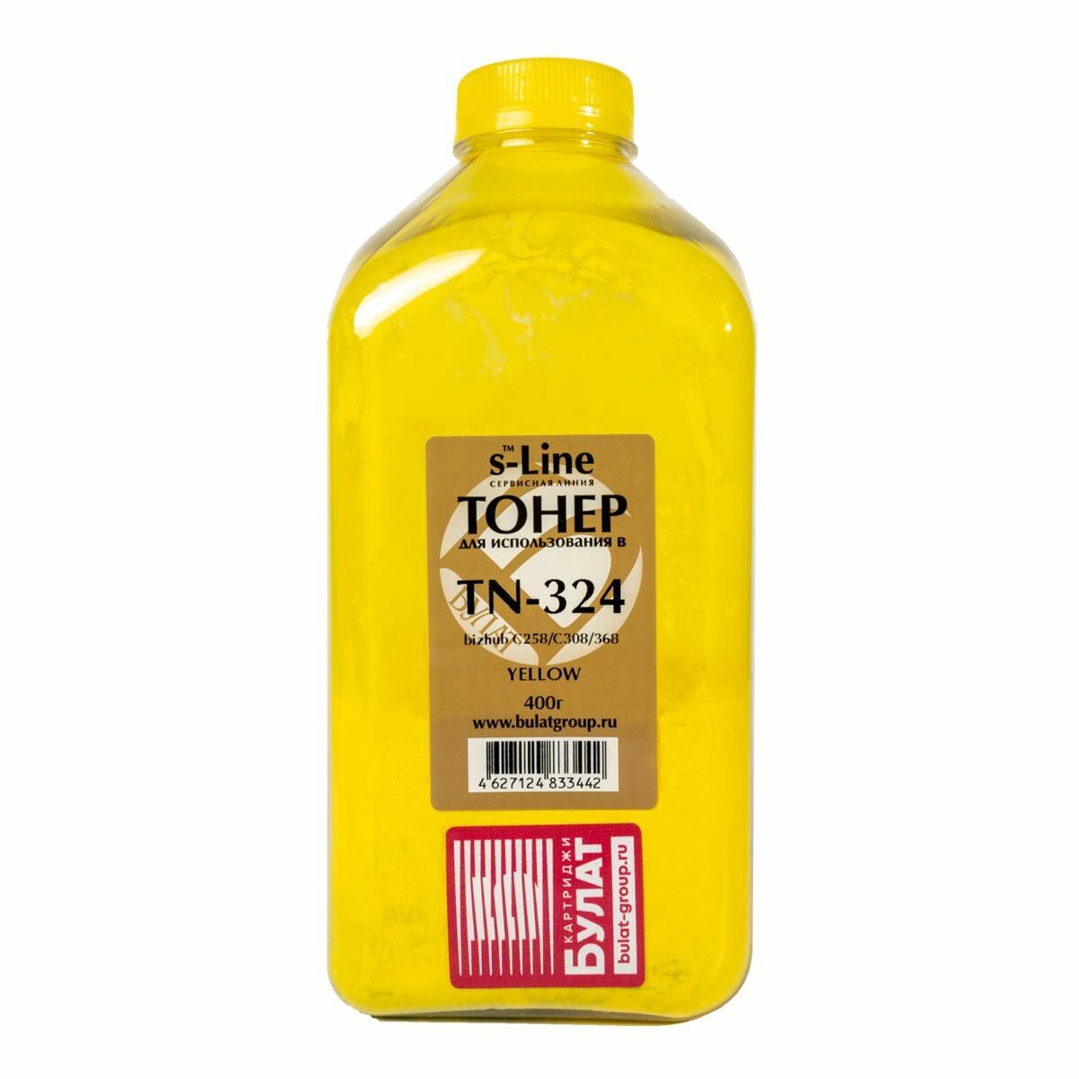 Тонер с девелопером булат s-Line TN324 для Konica Minolta bizhub C258 (Жёлтый, банка 400 г)