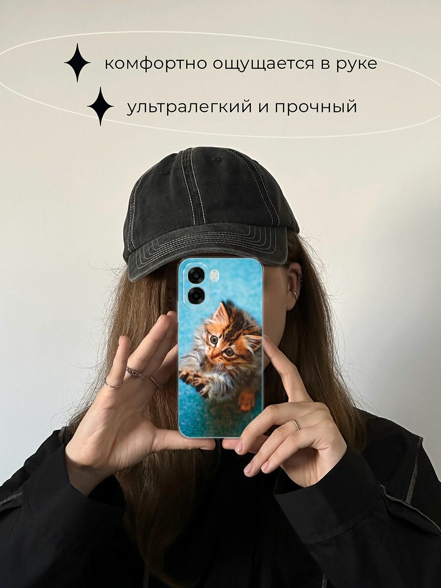 Силиконовый чехол на Oppo A6x / Оппо A6x с принтом Котенок просит есть — фото 1