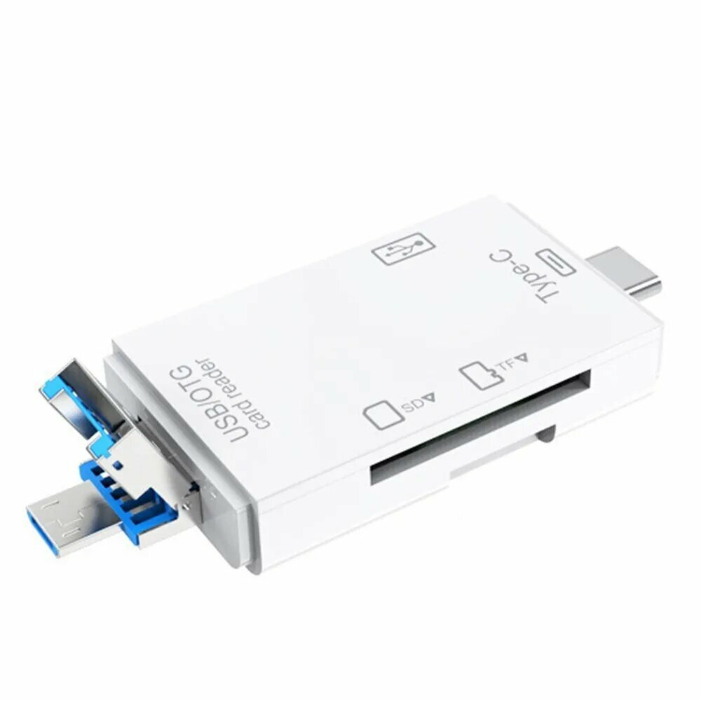 Считыватель карт USB 3.0 OTG 6 в 1 для устройств чтения Secure Digital/TF Разветвитель-адаптер мобильного телефона Компьютер-белый