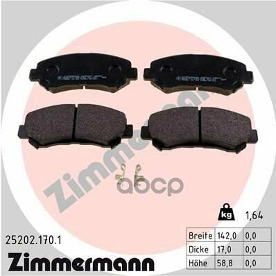 Колодки дисковые ! перед. 142x59x17 Renault Koleos 2.5i/2.0DCi 08> Zimmermann арт. 252021701