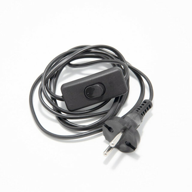 Провод реальная электрика евроштекером и выключателем ШВВП 2х0,75 черный 1,7м, 6А