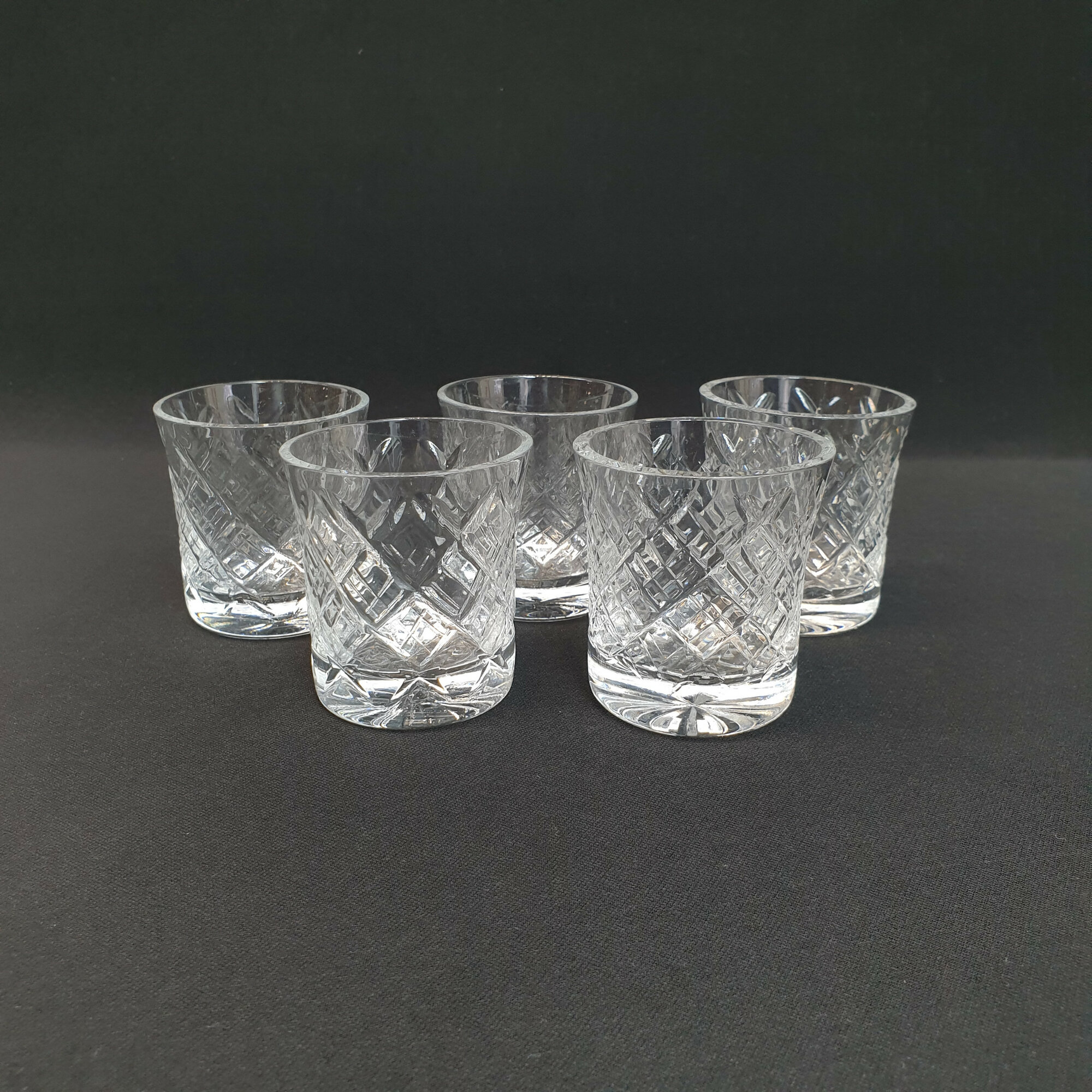 Винтажный набор из 5 стопок, хрусталь 85 мл, высота 6 см, СССР