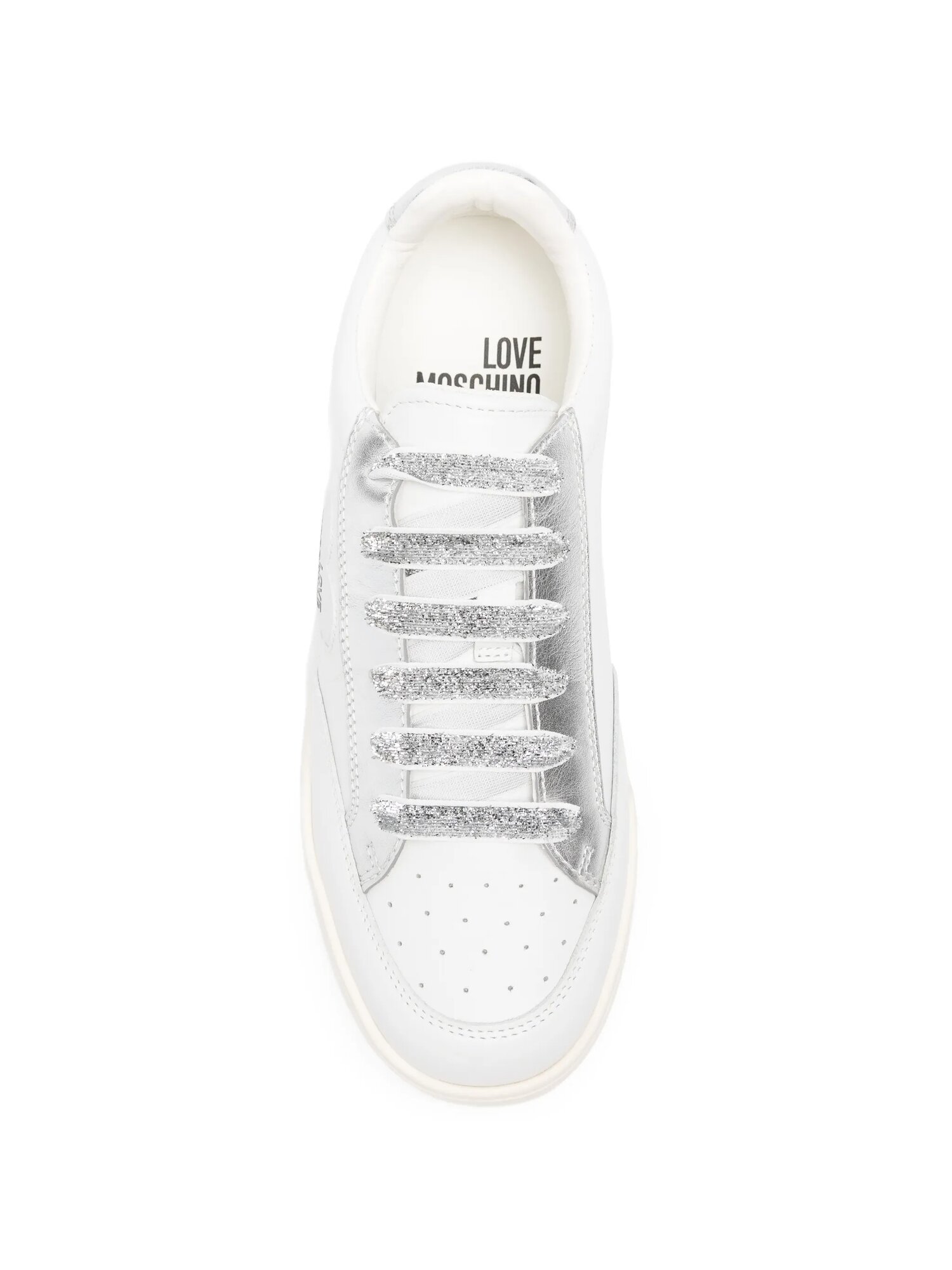 Кроссовки LOVE MOSCHINO Heart-appliqué sneakers, размер 41, бежевый/белый — фото 1