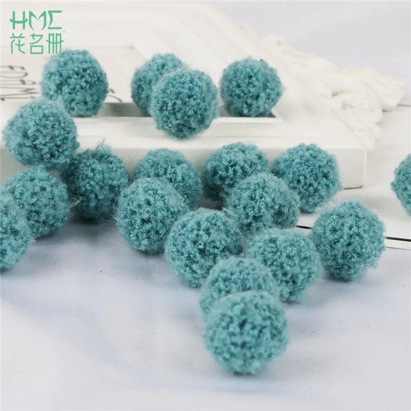 Бирюзовые помпоны Hua Ming Ce, 10 шт.