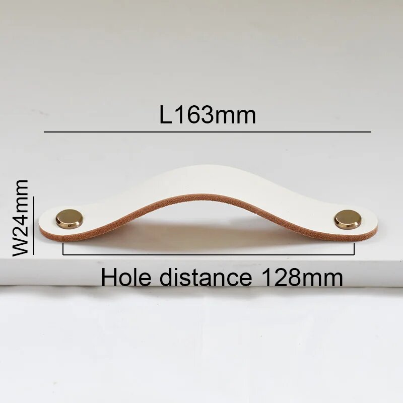 Белые кожаные ручки для мебели IHOMCASA, Golden 128mm