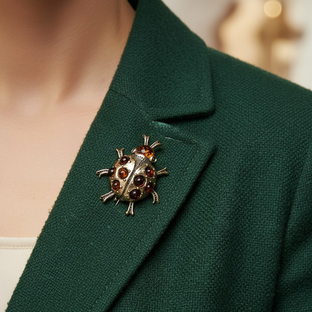 Брошь, янтарь