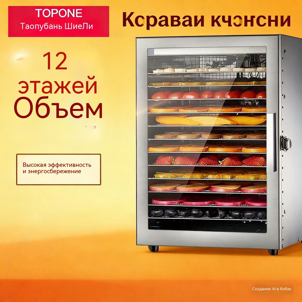 DR-12Дегидратор для овощей / электрическая сушилка для фруктов объемом 45 л / 12 лотков