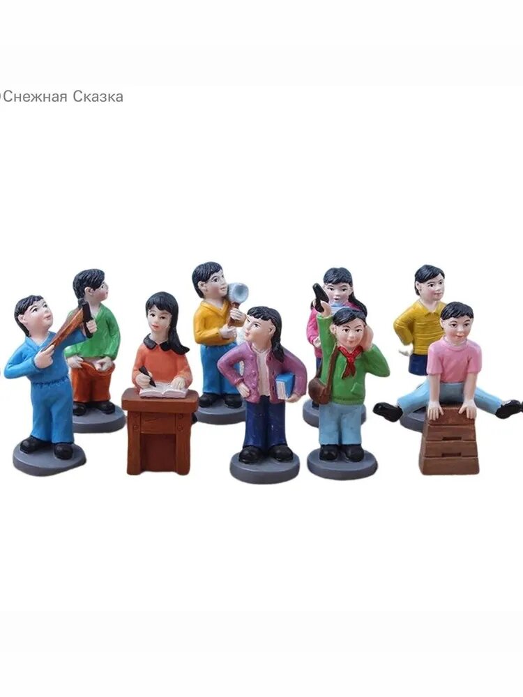 Миниатюрные фигурки людей для декора DIY-сцен, 9 фигурок школьников, винил