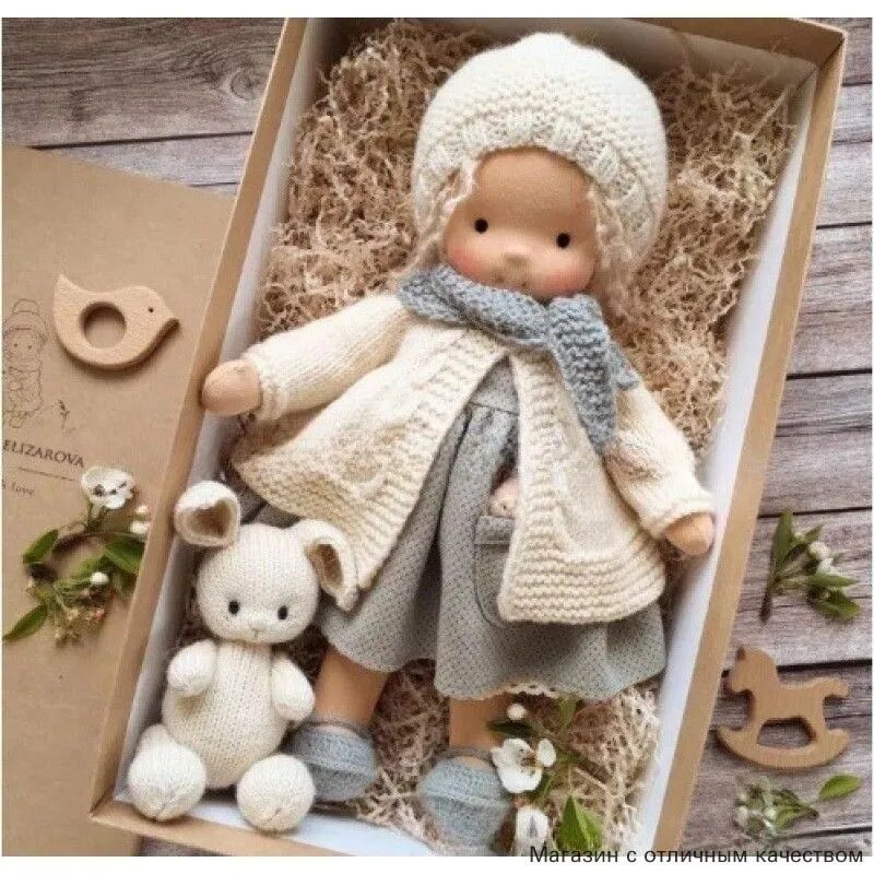 Вальдорфская хлопчатобумажная кукла, вязаная вручную, идеальный подарок для детей, 6x12x30 см