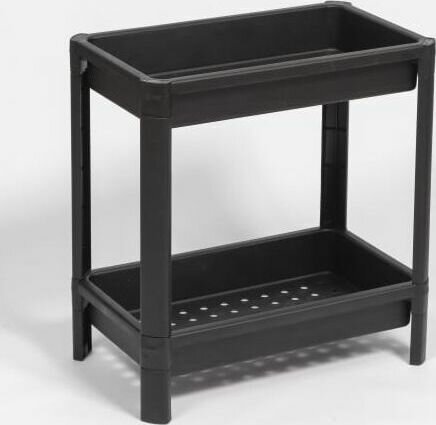 Этажерка для ванной и кухни 2-х ярусная широкая (черная)