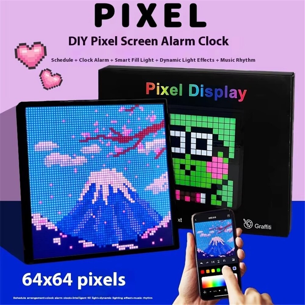 LED Дисплей 64x64 Матричная Панель RGB Программируемый Пиксель-арт Дисплей Bluetooth Управление APP