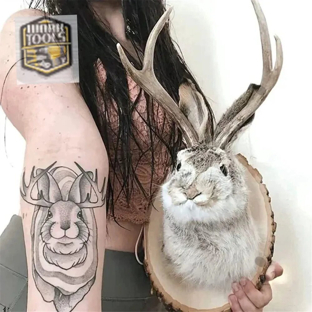 Интерьерное украшение чучело зайца с рогами, декор для дома — фото 1