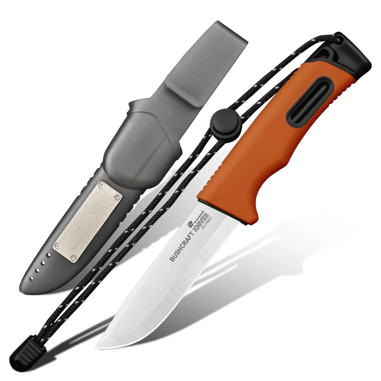 Нож туристический HX OUTDOORS, с точилкой и огнивом, оранжевый