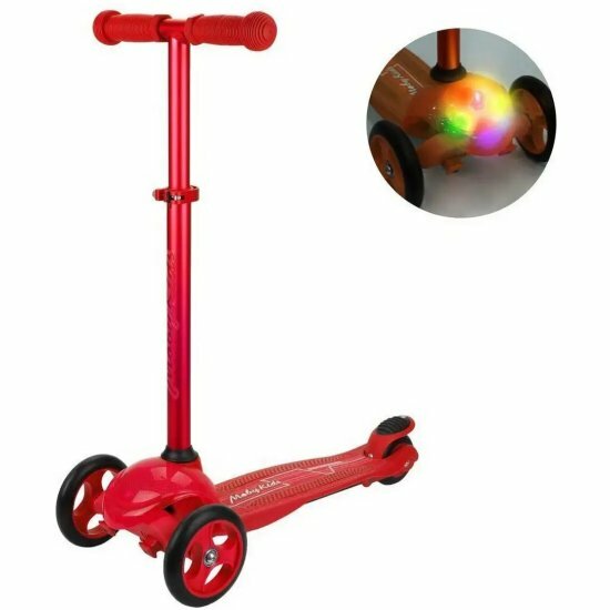 Самокат Moby Kids , свет, упр. наклоном, рег. рул. стойка, красн.