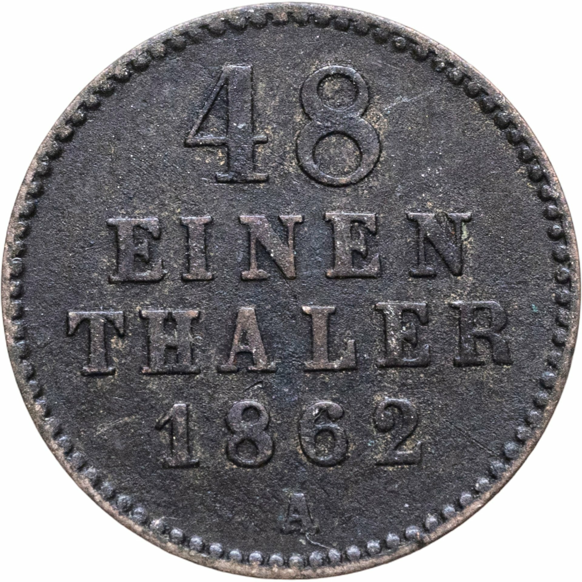 Германия, Мекленбург -Шверин 1/48 талера 1862, Серебро 208, в сохранности VF