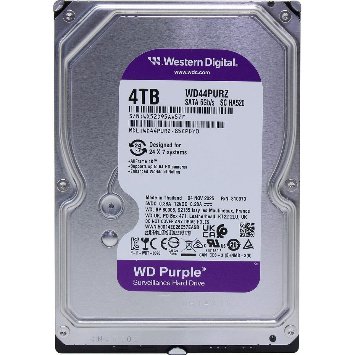 HDD 4 Tb SATA 6Gb/s Western Digital Purple 3.5"