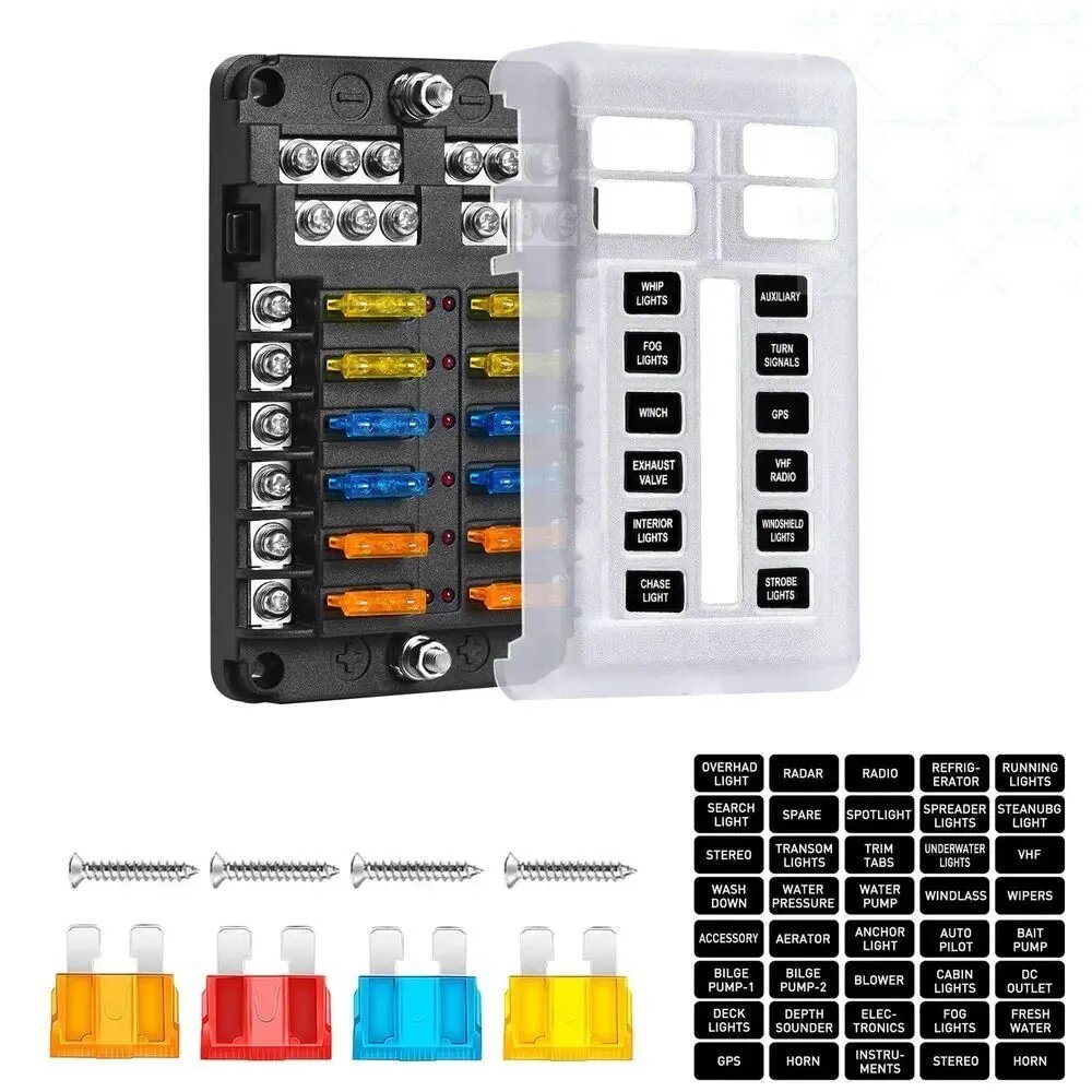 Блок предохранителей для лодок 12V 24V с индикатором и корпусом из пластика