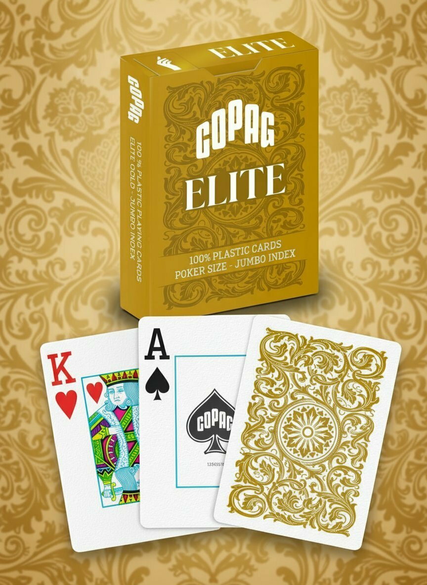 Карты "1546 Elite Plastic Poker Size Jumbo Index gold Single deck" 63297 Copag