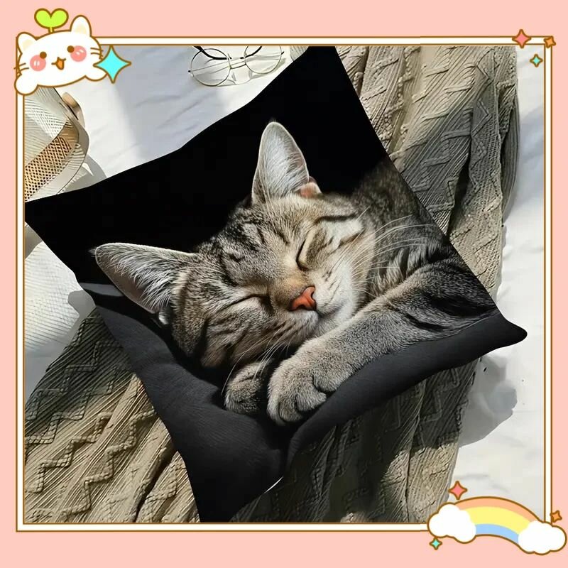 Подушка с потрясающими стикерами милых котиков и собачек