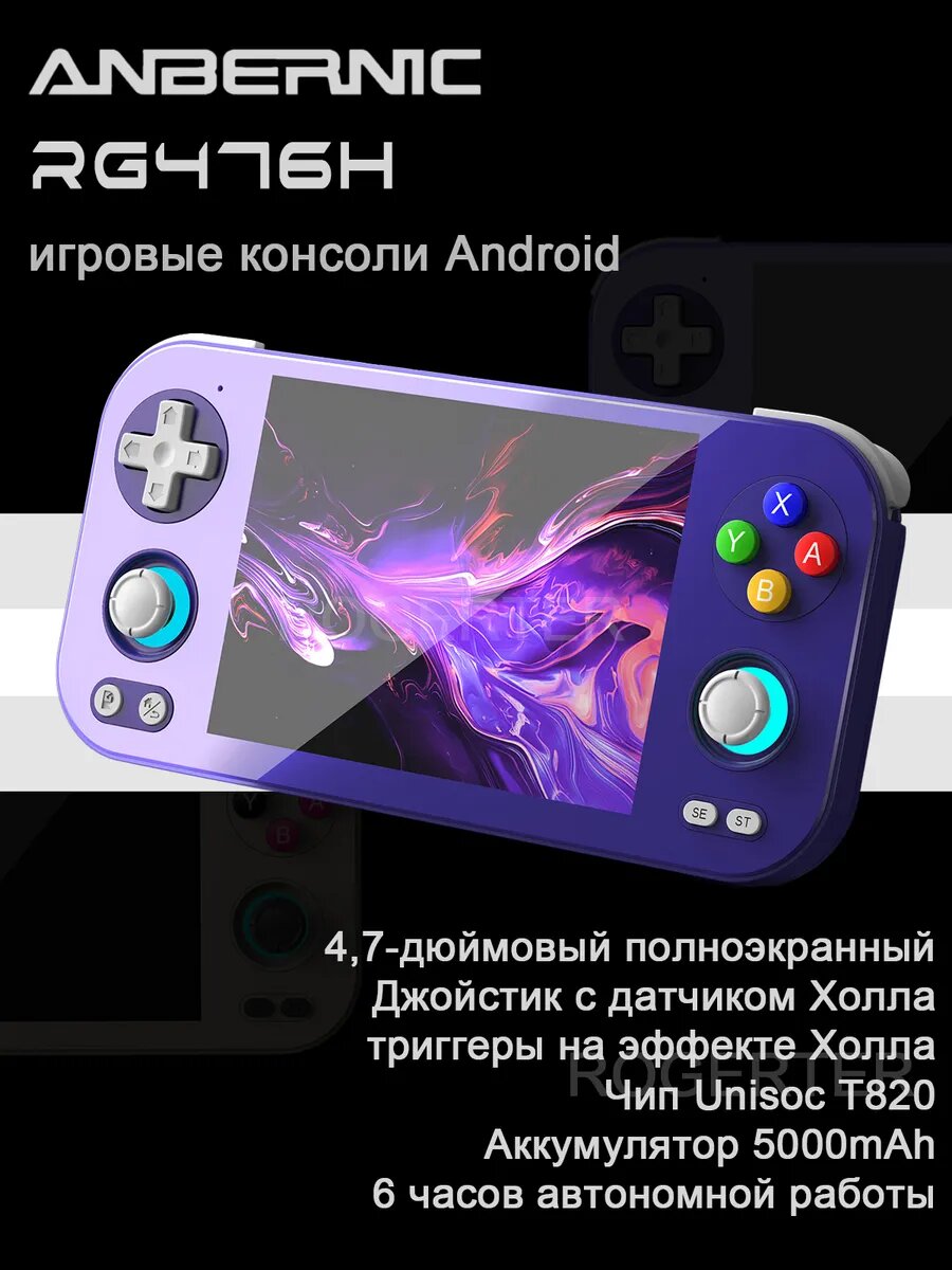 ANBERNIC RG476H, фиолетовый, Стандартная версия, портативная ретро-игровая консоль.