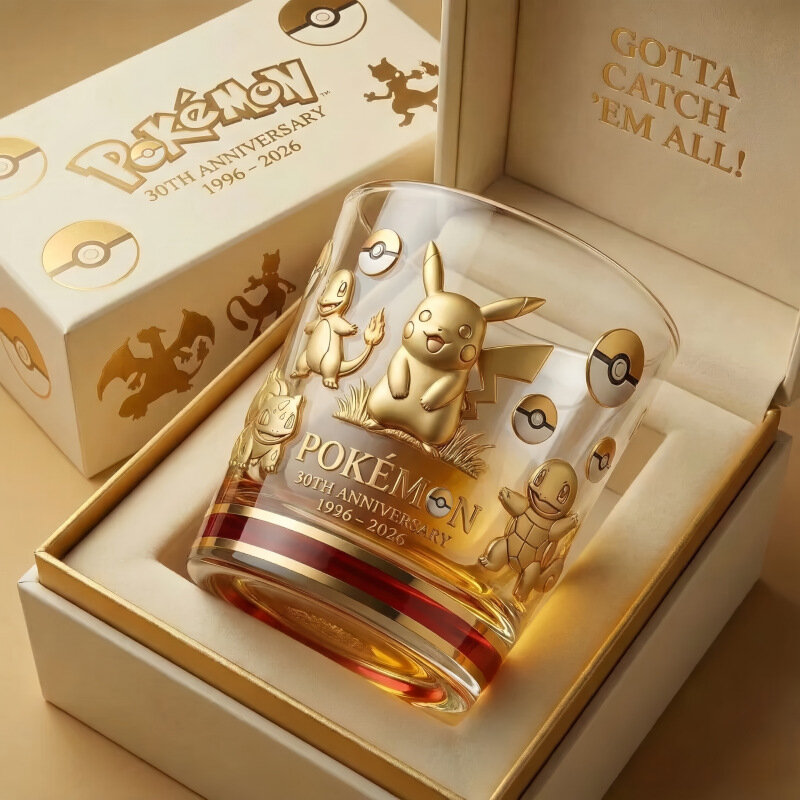 Бесцветный и прозрачный, Whiskey Стекло, Pokemon 30th Anniversary, 300 мл Стекло, Поверхность плоская, не объемная