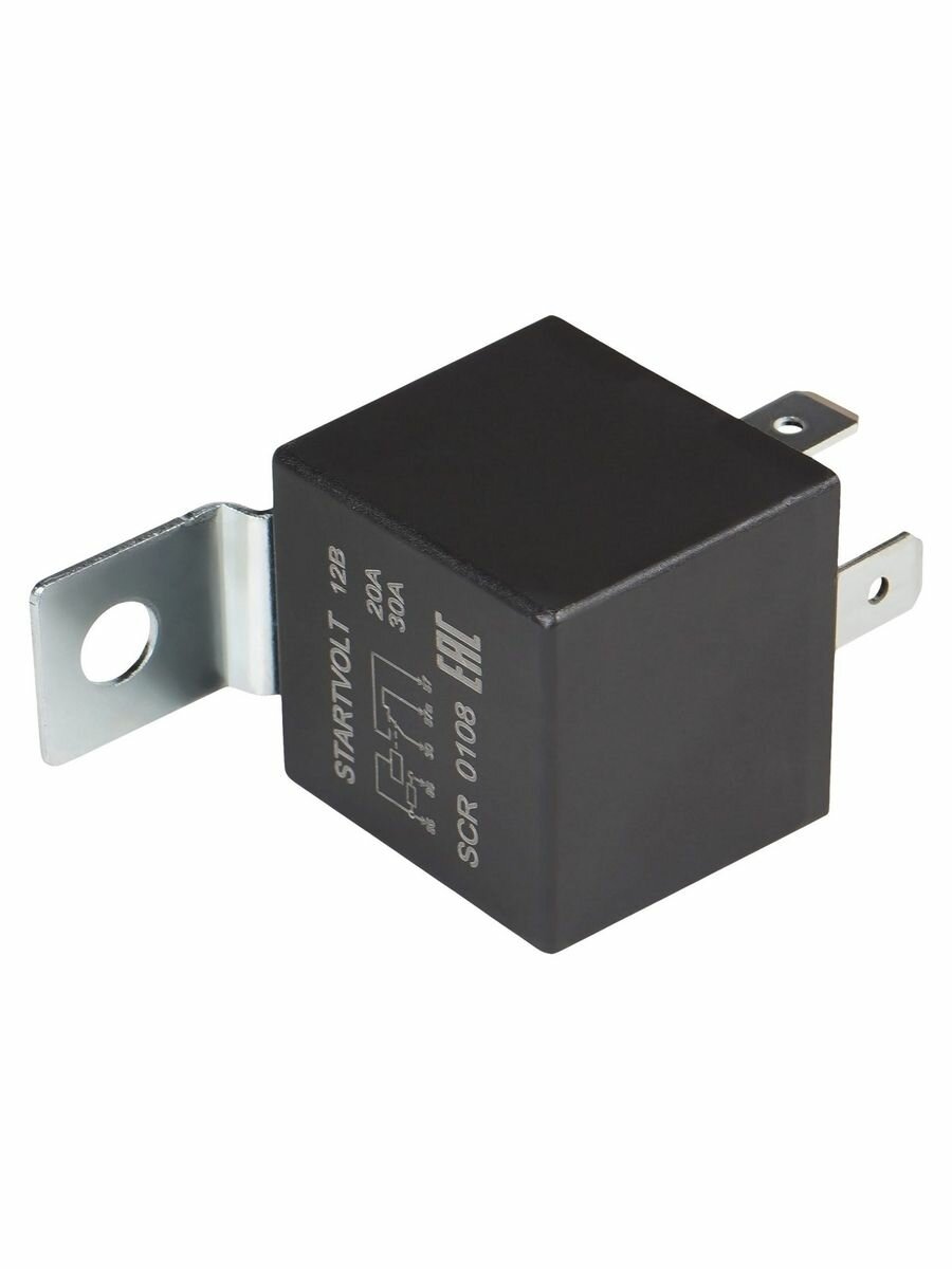 Реле 5 контактов, 12V, 20/30A (с кронштейном, с резистором), StartVolt SCR 0108 для GAZ ГАЗель, SUZUKI / Сузуки