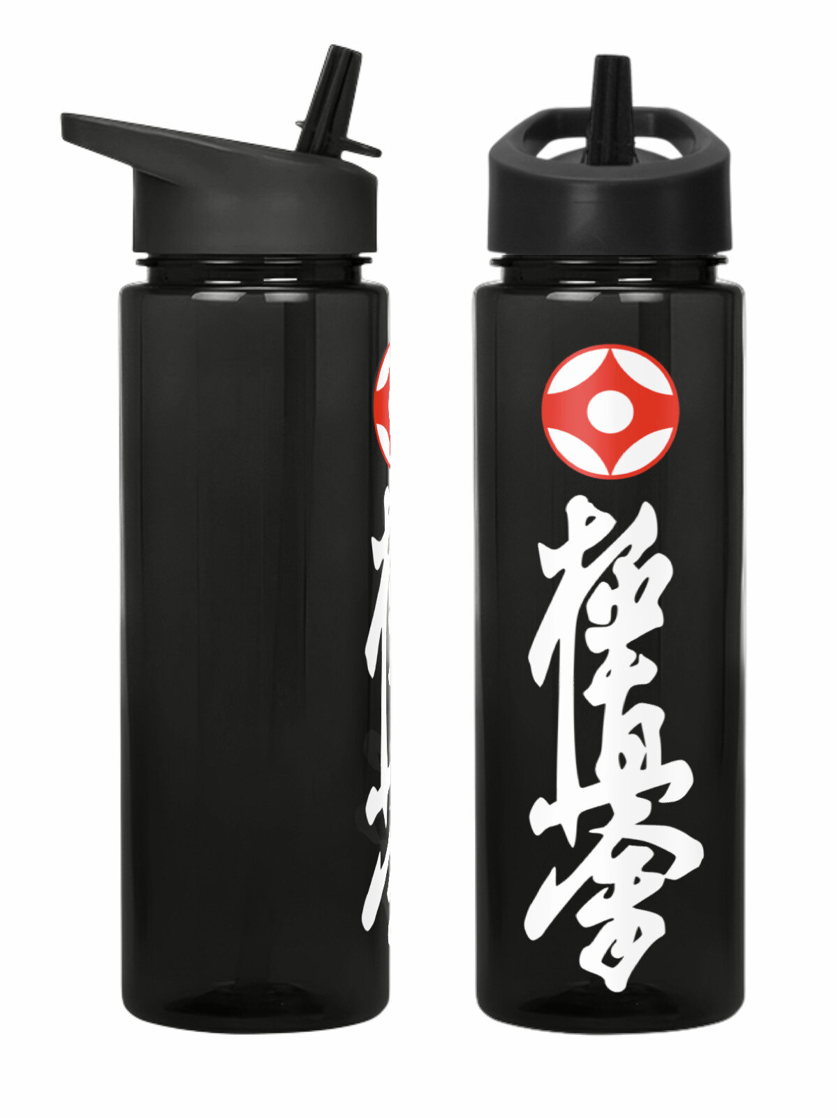 Бутылка черная для воды с принтом Киокушинкай каратэ