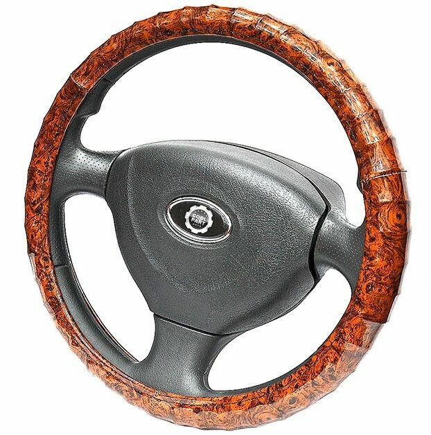 Оплетка на руль для автомобиля Шкода / Skoda Octavia, Rapid, Yeti, Kodiaq, Superb и др, в кофейном цвете, Экокожа