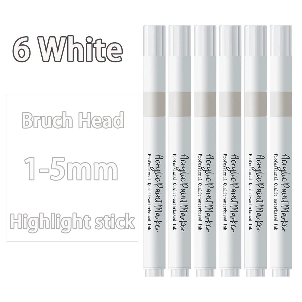 Акриловые маркеры 6 White, белый