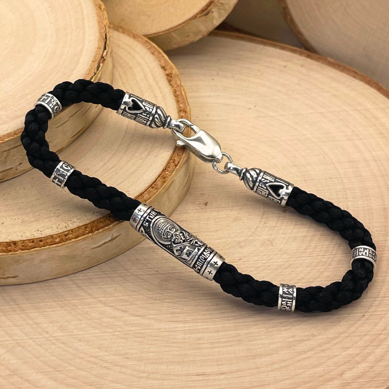 Браслет-нить, серебро, 925 проба, оксидирование, чернение