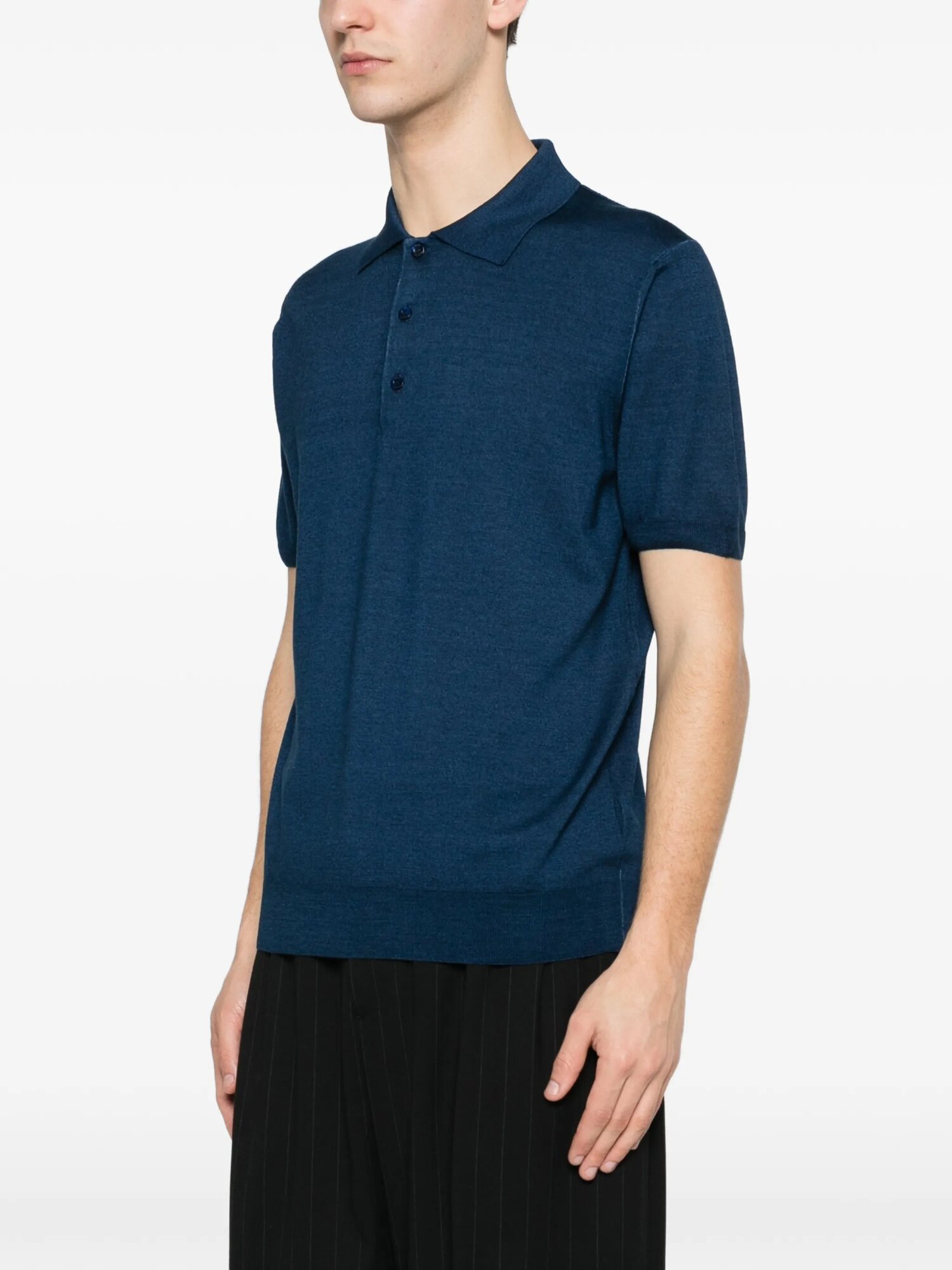 Рубашка Canali Button short-sleeve polo shirt, размер 52, Синий принт — фото 1