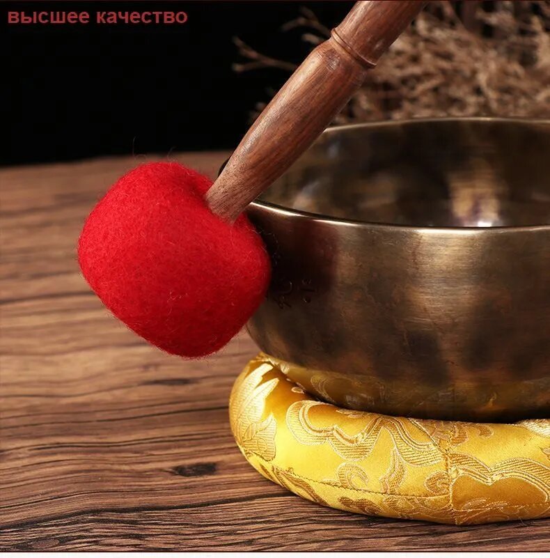 Драм-стик для поющей чаши 35см, колотушка с войлочным наконечником, 8см красный — фото 1