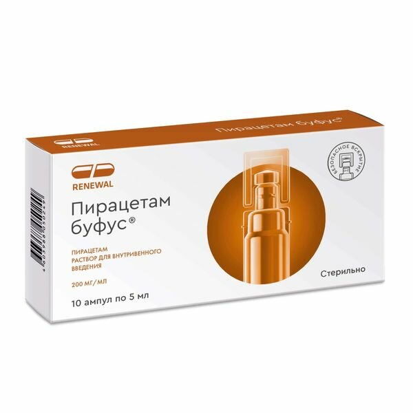Пирацетам раствор для в/в введ. буфус 200мг/мл 5мл 10шт