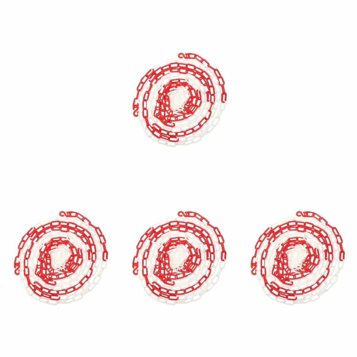 Набор из 4 пластиковых цепей для ограждения и контроля движения красно-белого цвета, 5 м каждая