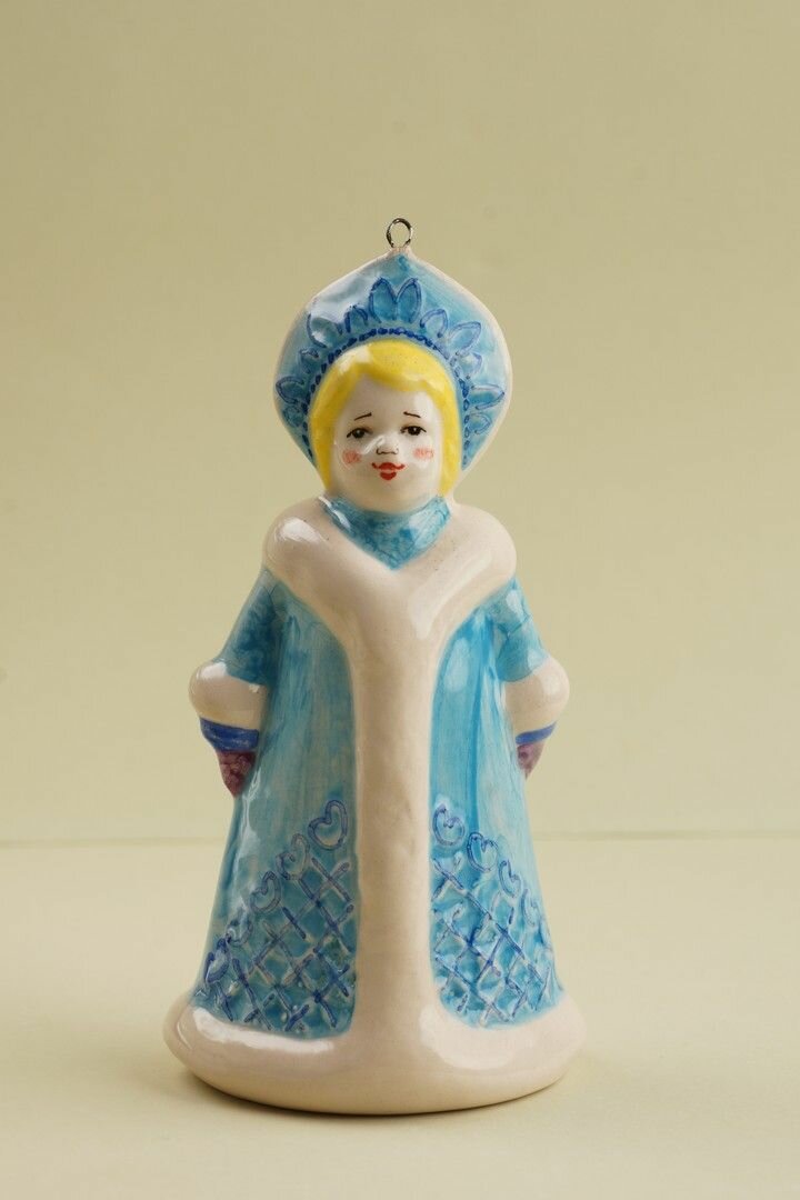 Ёлочная игрушка "Снегурочка". Ярославская майолика. Керамика ручной работы. Сделано в России.