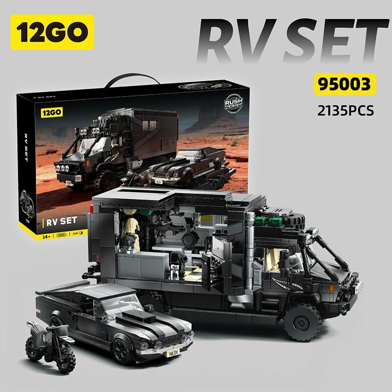 Конструктор <Кемпинговый автобус> (2135+ деталей) три в одном: автобус, легковой автомобиль и мотоцикл. Классный декор для стола, идеальный подарок на день рождения и праздники