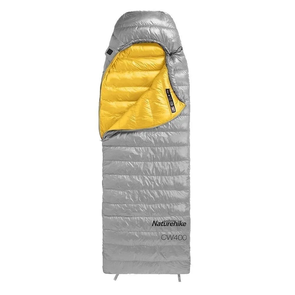 Naturehike CW400 Спальный мешок 220 см пуховый туристический с капюшоном, оранжевый