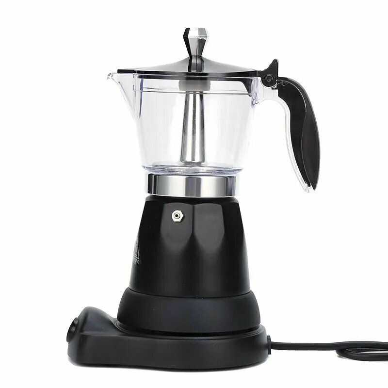 CHOWO Кофеварка гейзерная эспрессо машина электрическая moka pot, белый, черный