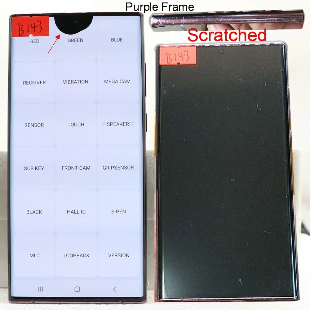 Для Samsung Galaxy S22 Ultra 5G ЖК-дисплей SM-S908 S908F S908U S908N AMOLED Purple Frame B143